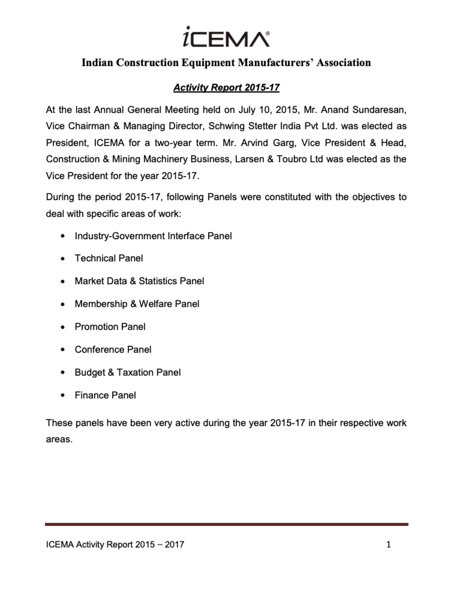 ICEMA Activity Report (2015-17) – i-cema